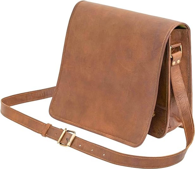 Bag Full Flap Leather Real Messenger Bag for Laptop Satchel Men and ...