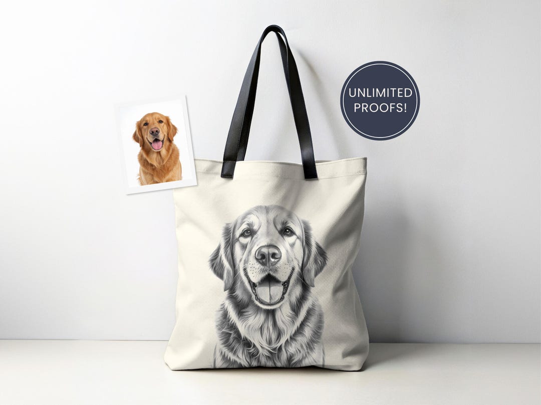 Custom Pet Bag Using Pet Photo + Name Custom Dog Tote Bag Personalized ...