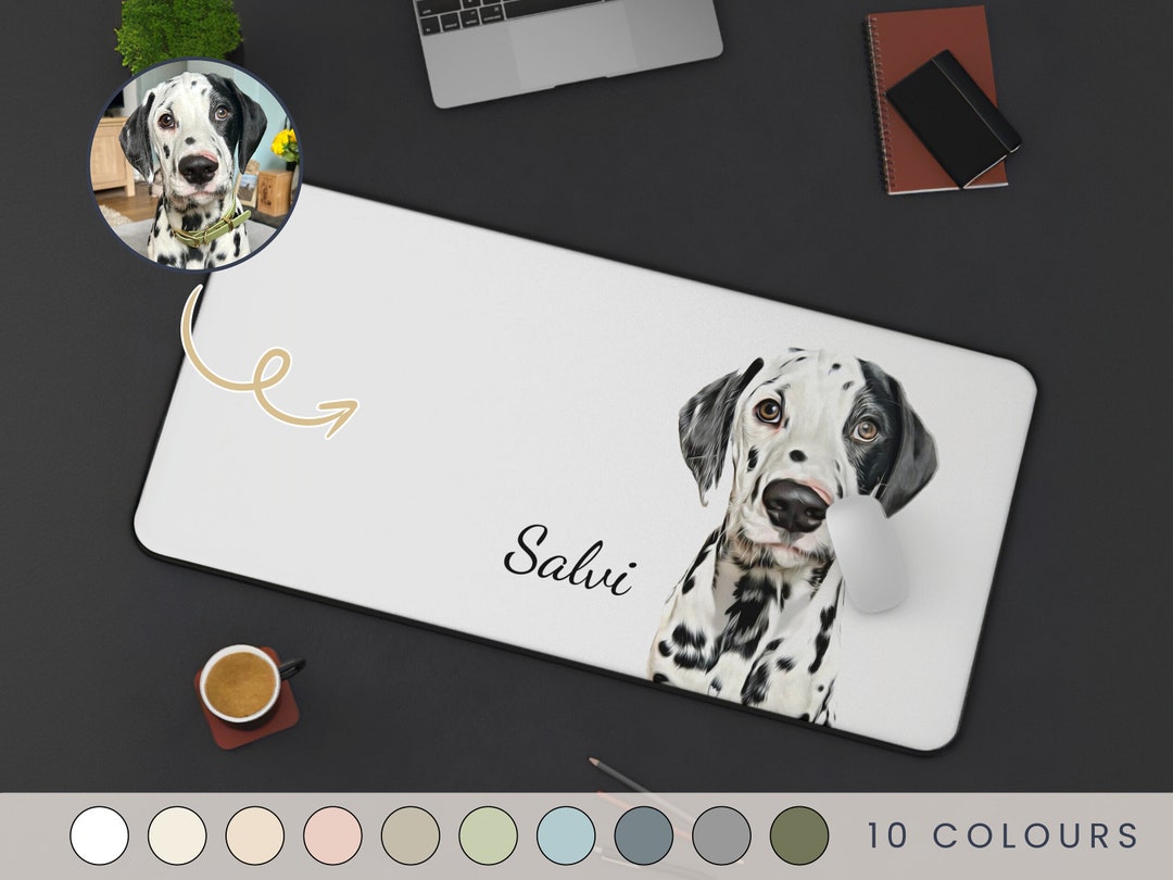 Pet Desk Mat With Custom Portrait Personalized Name Dog Cat Non Slip ...