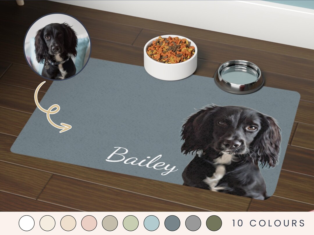 Personalized Pet Mats Using Pet Photo + Name Personalized Dog Food Mat ...