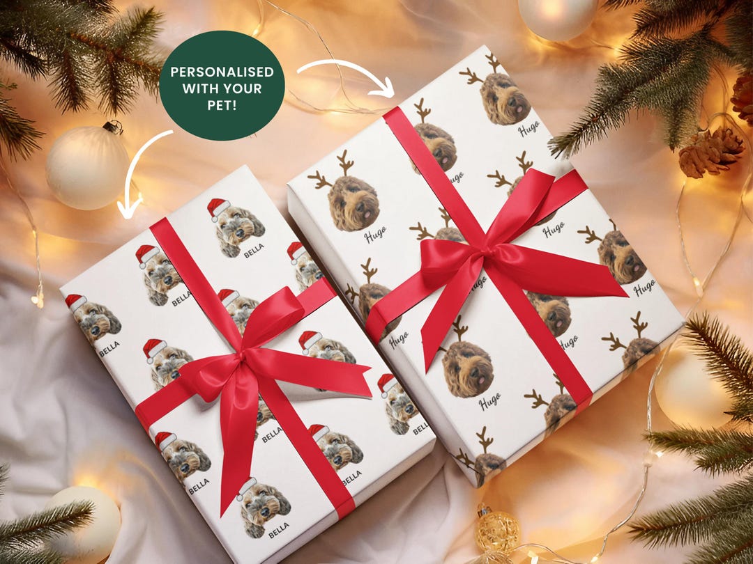 Custom Wrapping Paper Using Pet Photo Personalized Dog Christmas ...