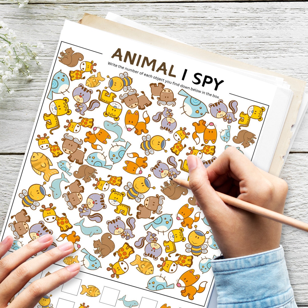 I Spy, Animal Printable Activity Sheets, Animal Games, I Spy Game for ...