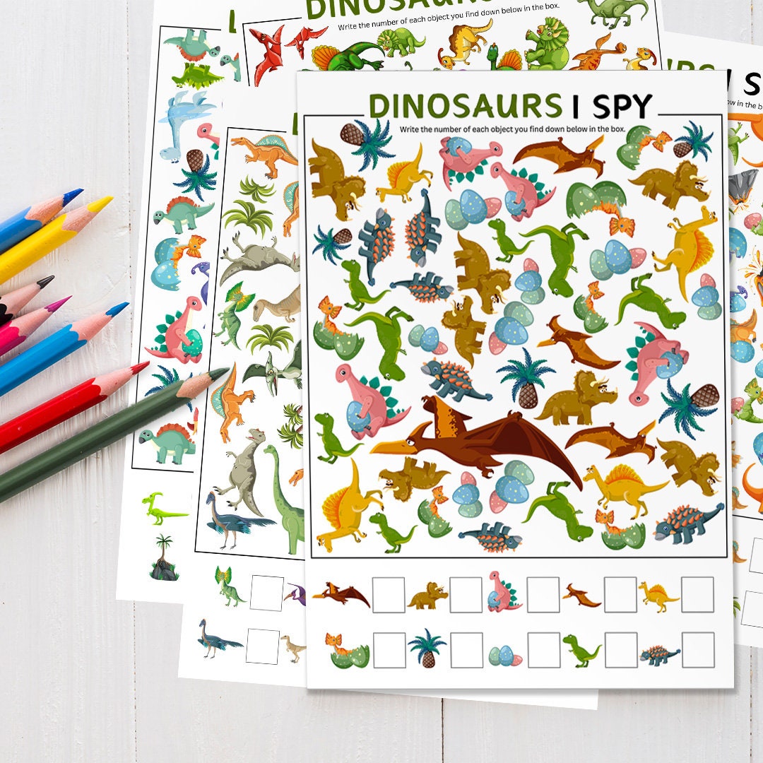 I Spy Dinosaurs, Dinosaur Printable Activity Sheets, Cute I Spy Games ...