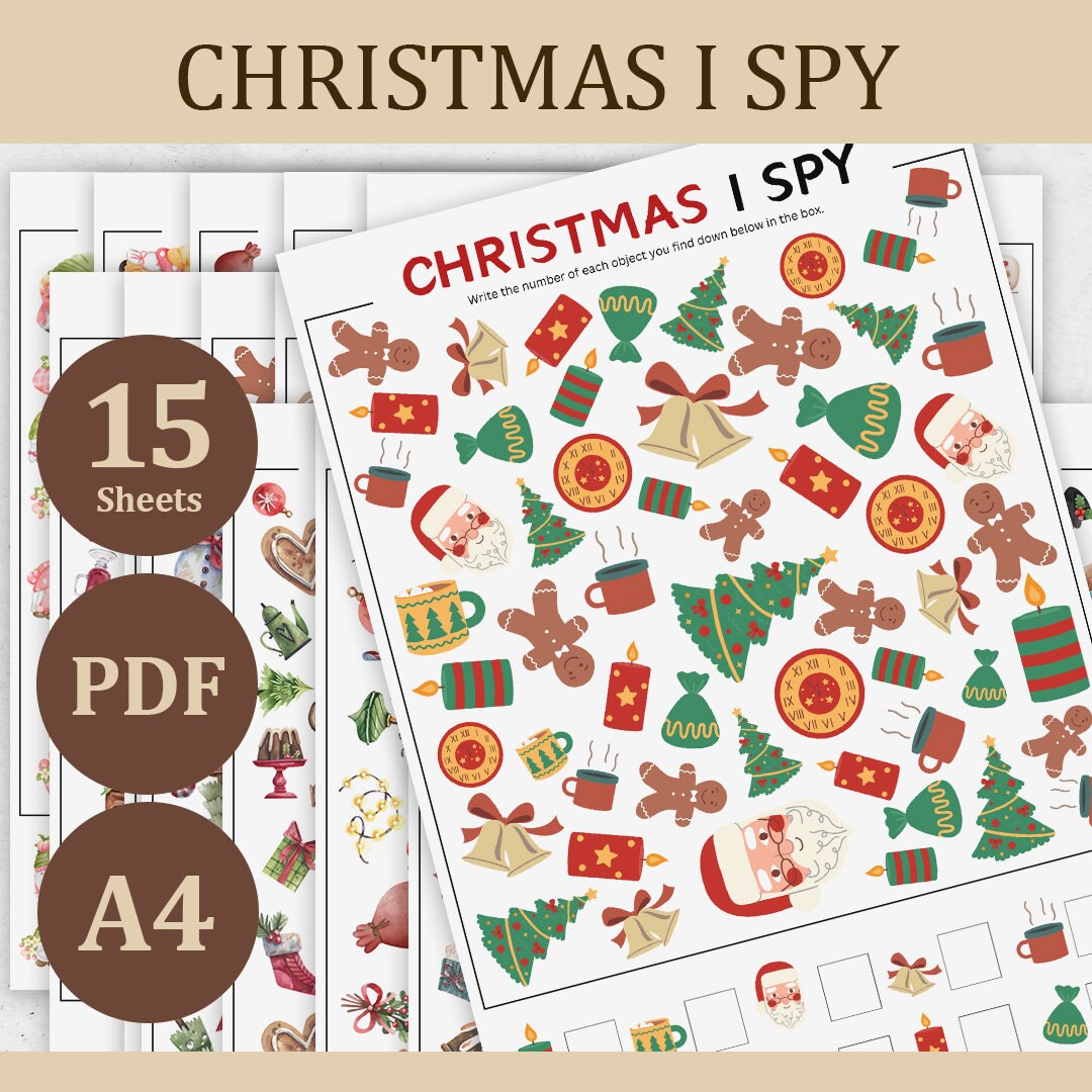 I Spy, Christmas Printable Activity Sheets, Christmas Games, I Spy Game ...