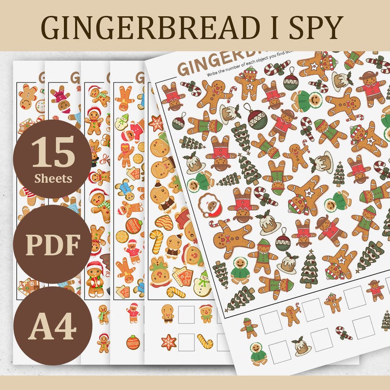 I Spy Gingerbread , Gingerbread Printable Activity Sheets, Cute I Spy ...