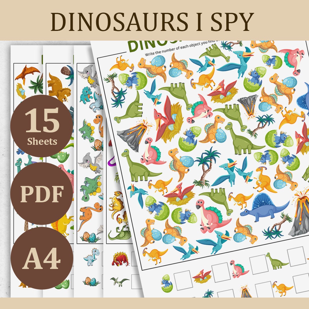 I Spy Dinosaurs, Dinosaur Printable Activity Sheets, Cute I Spy Games ...