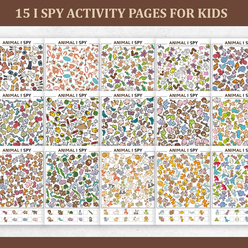I Spy, Animal Printable Activity Sheets, Animal Games, I Spy Game for ...