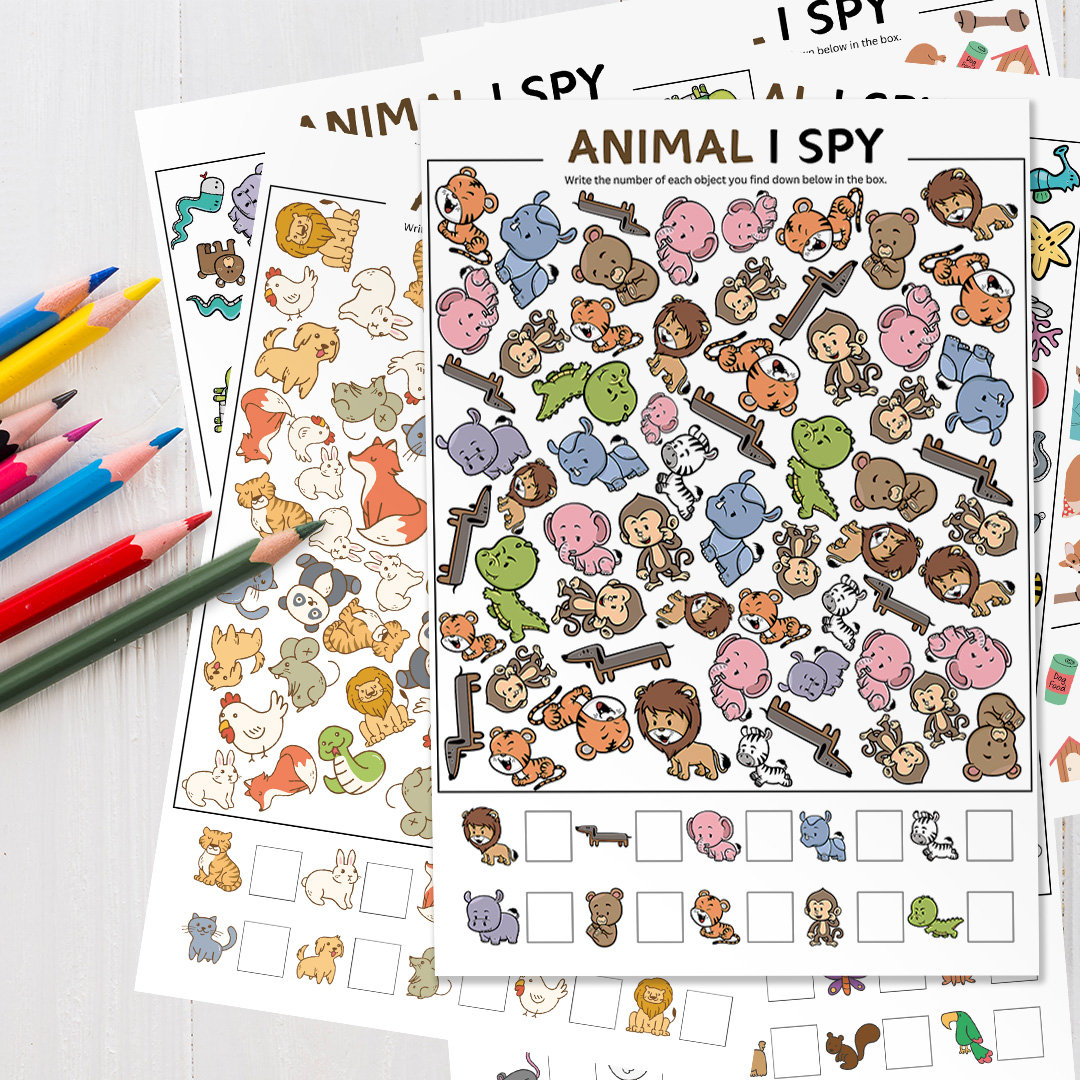 I Spy, Animal Printable Activity Sheets, Animal Games, I Spy Game for ...