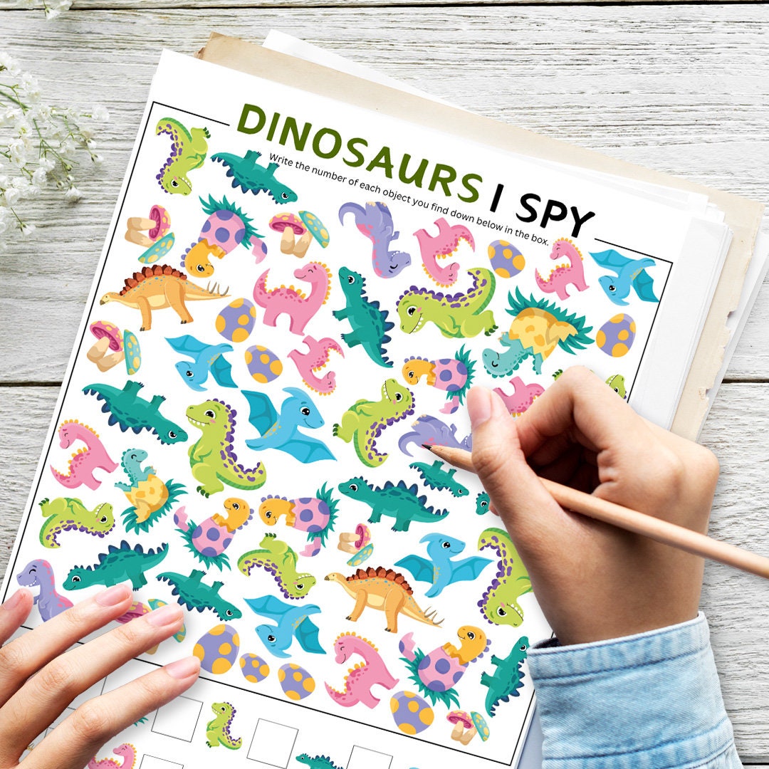 I Spy Dinosaurs, Dinosaur Printable Activity Sheets, Cute I Spy Games ...