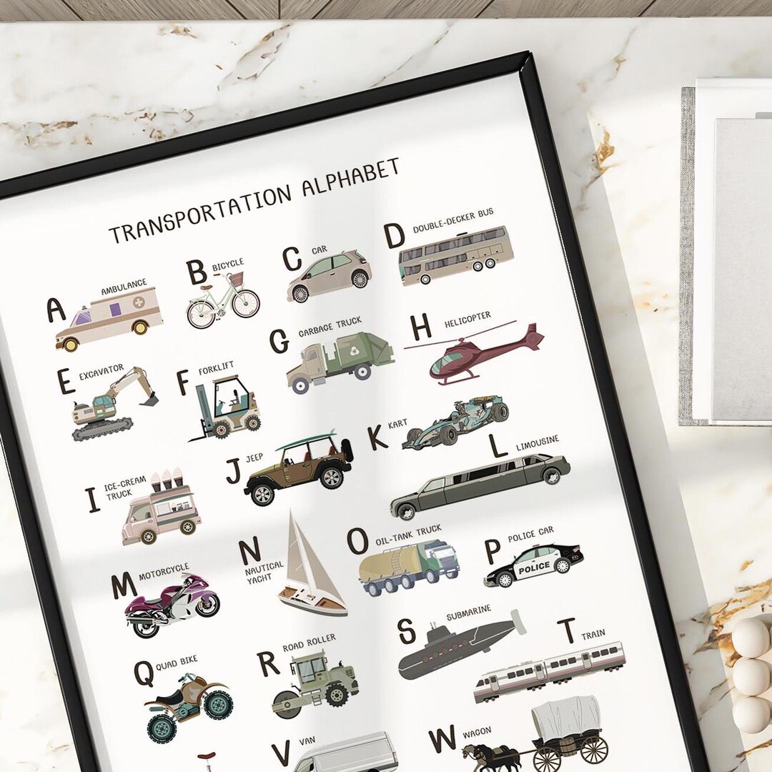 Vehicle Alphabet, Transport Alphabet Print, Construction Abc,transport ...