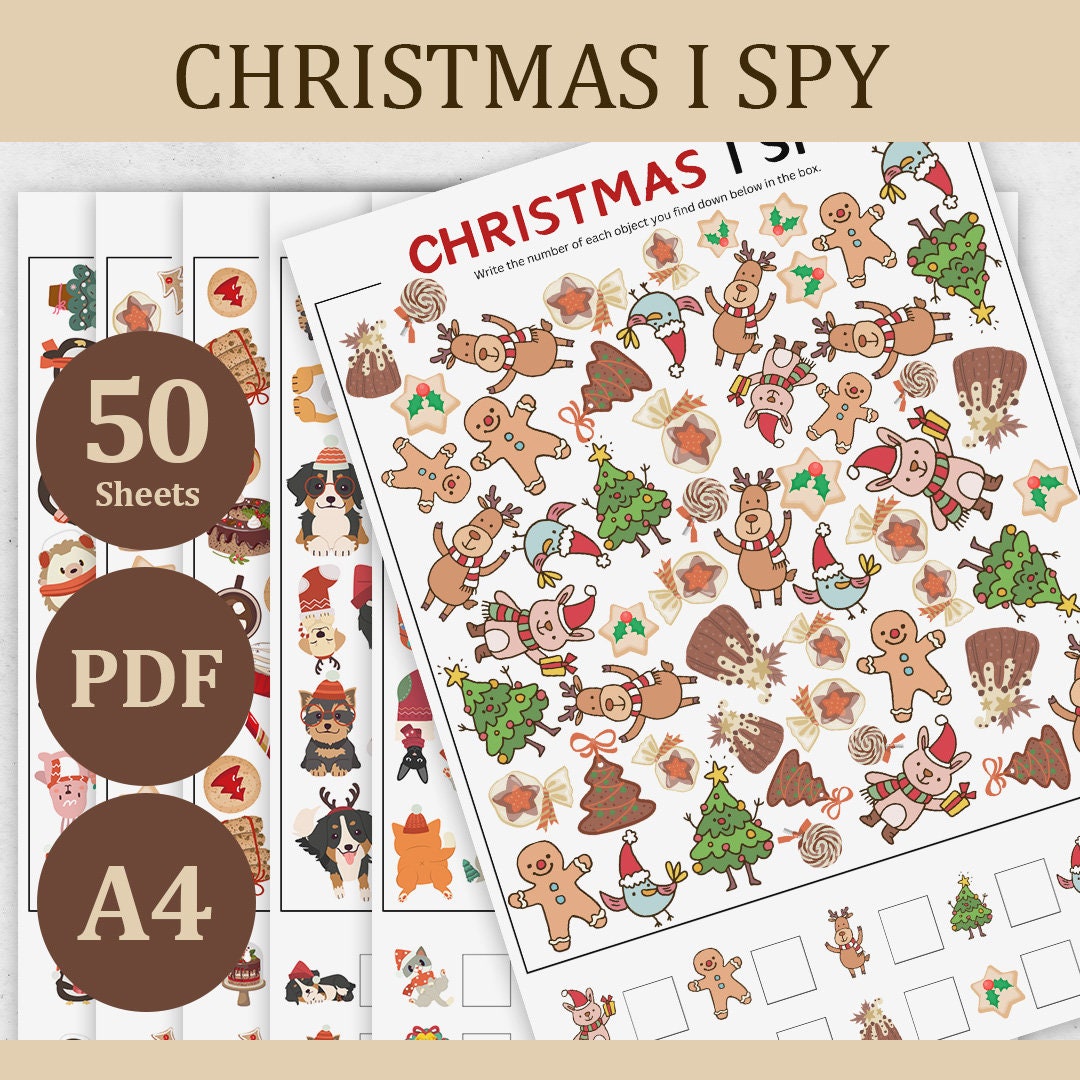 Christmas Spy Printable Activity Sheets, Christmas Games, I Spy Game ... Christmas Spy Printable Activity Sheets, Christmas Games, I Spy Game ...