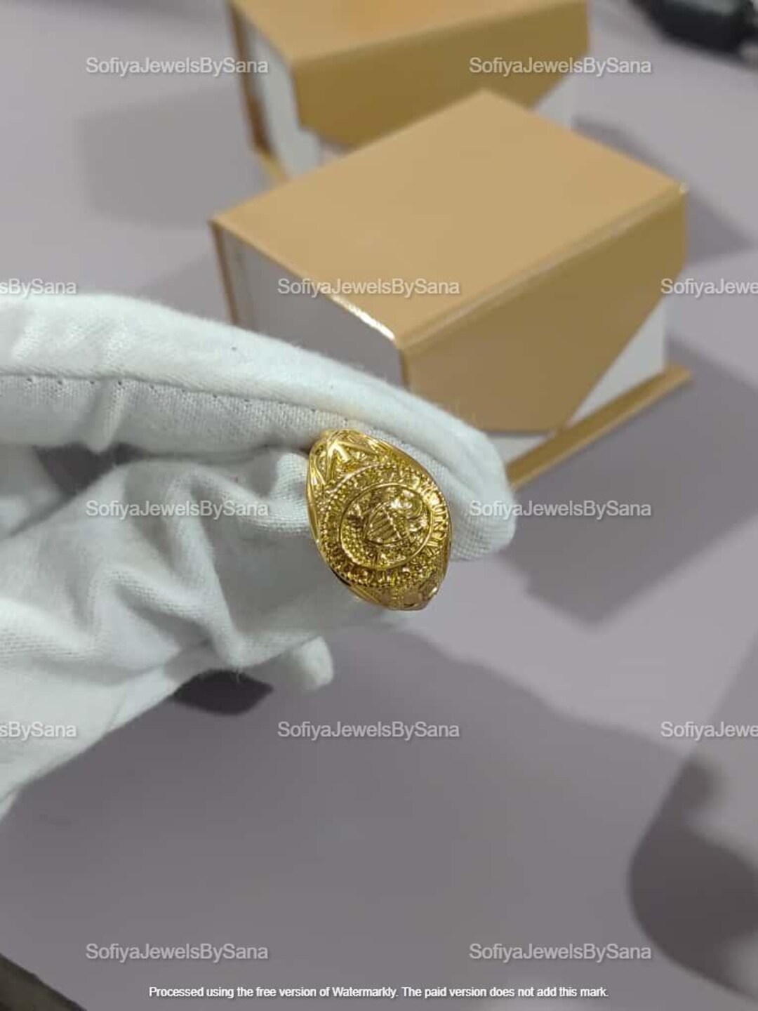 Signet Ring for Men Men's Cocktail Band 14k Yellow Gold Plated No Stone ...