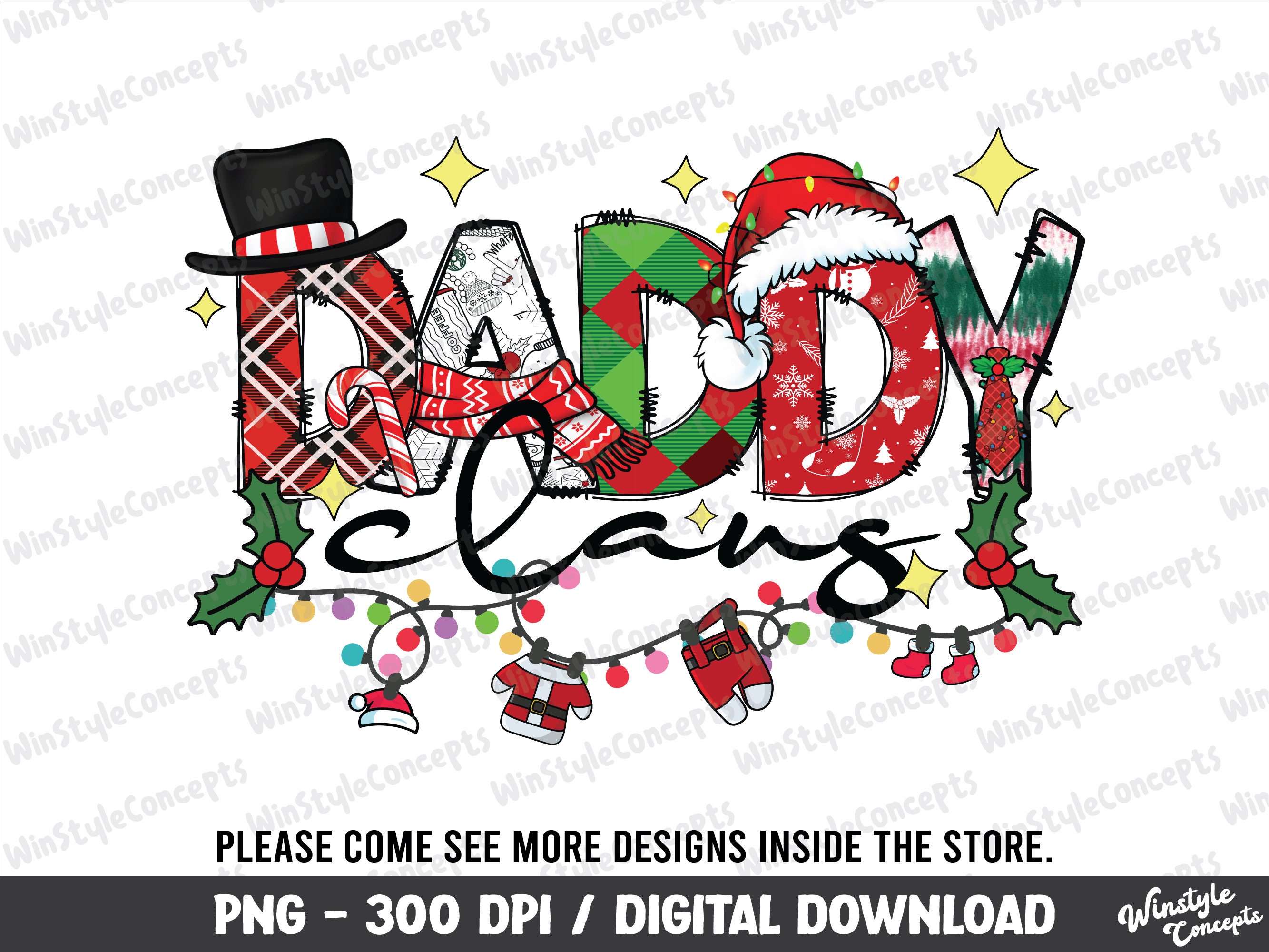 Daddy Claus Png, Father Christmas Png, Dad Christmas Designs for Tshirt ...