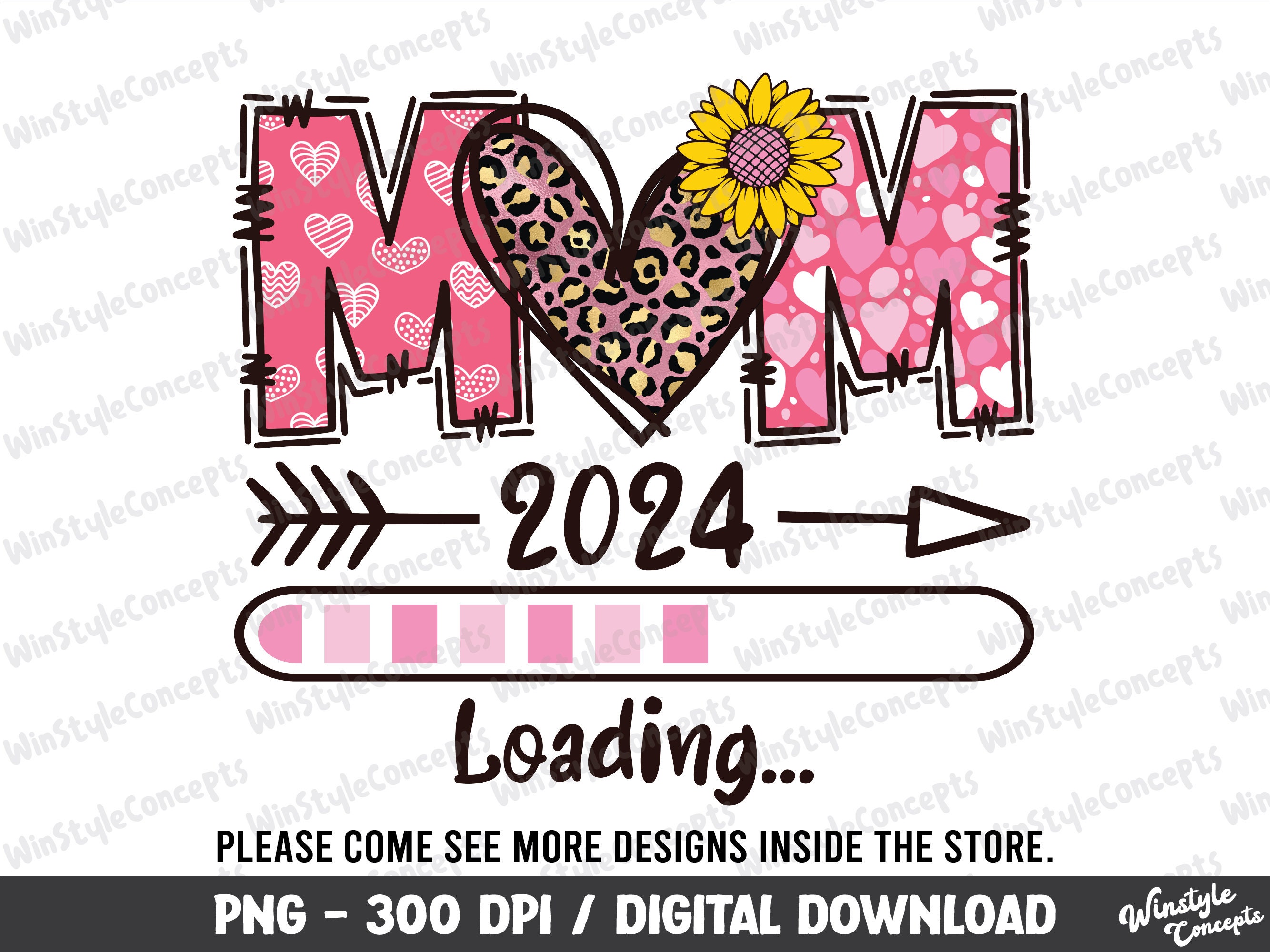 Mom Loading 2024 Pink Png, Gift Ideas for Her, Mom, Mama, Woman Friends ...