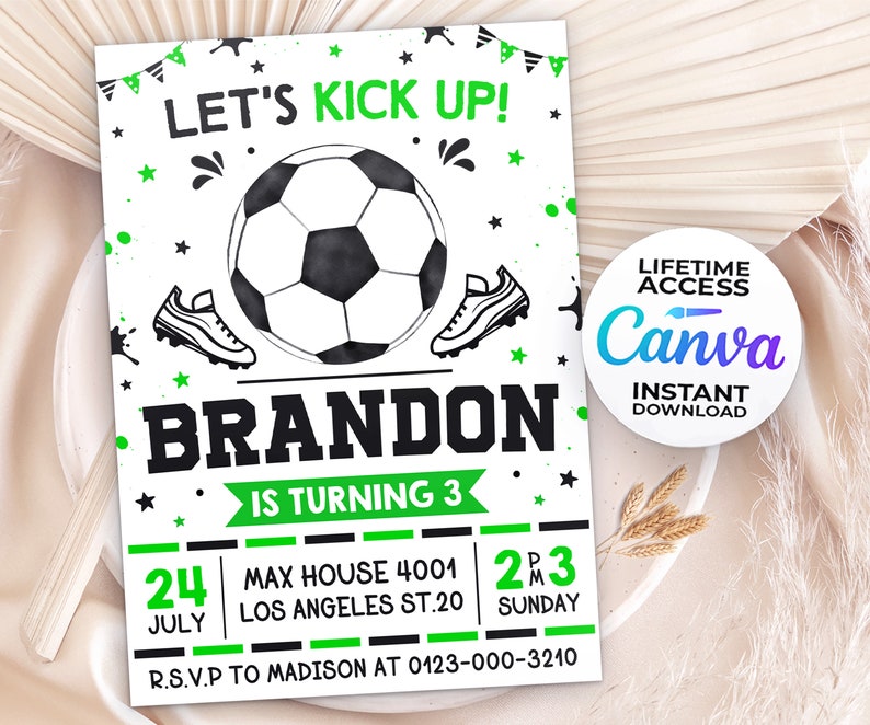 Editable Soccer Birthday Invitation Soccer Invitation 5x7 - Etsy