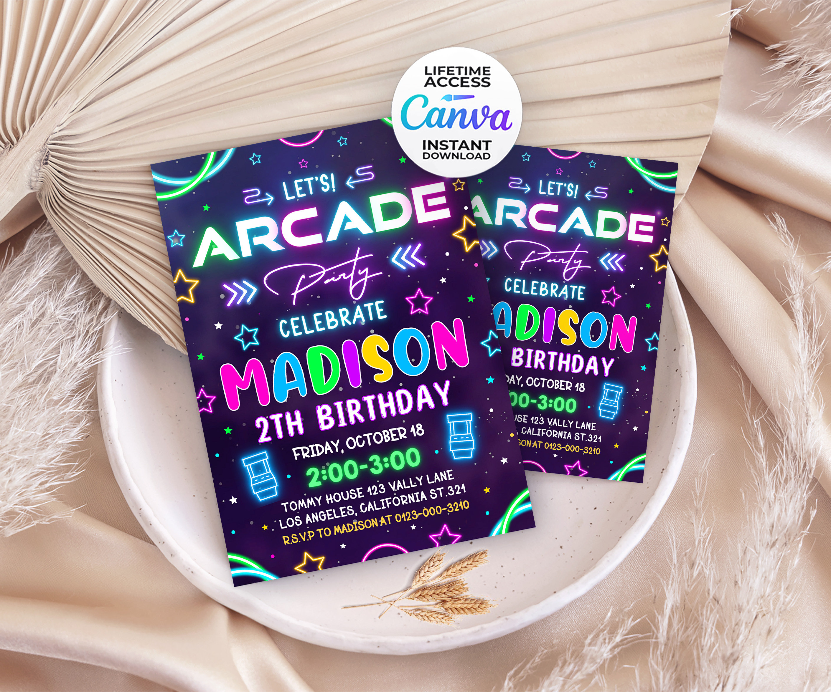 Editable Arcade Birthday Invitation Gaming Arcade Invitation - Etsy