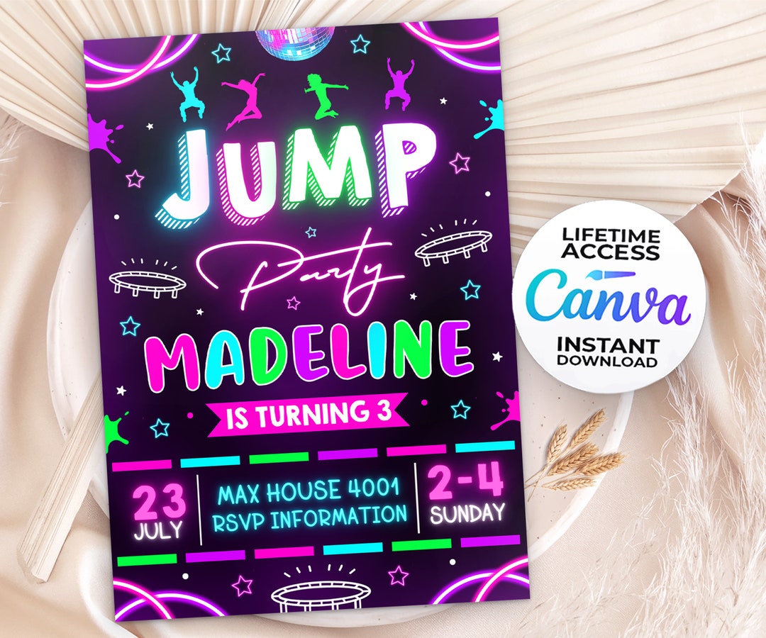 Editable Jump Birthday Invitation Jump Invitation Trampoline - Etsy