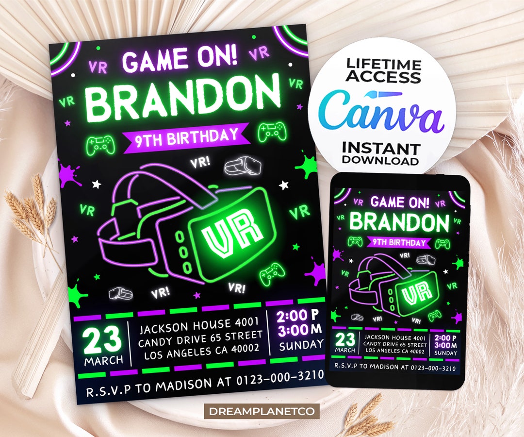 Editable VR Birthday Invitation, VR Invitation, Virtual Reality Games ...