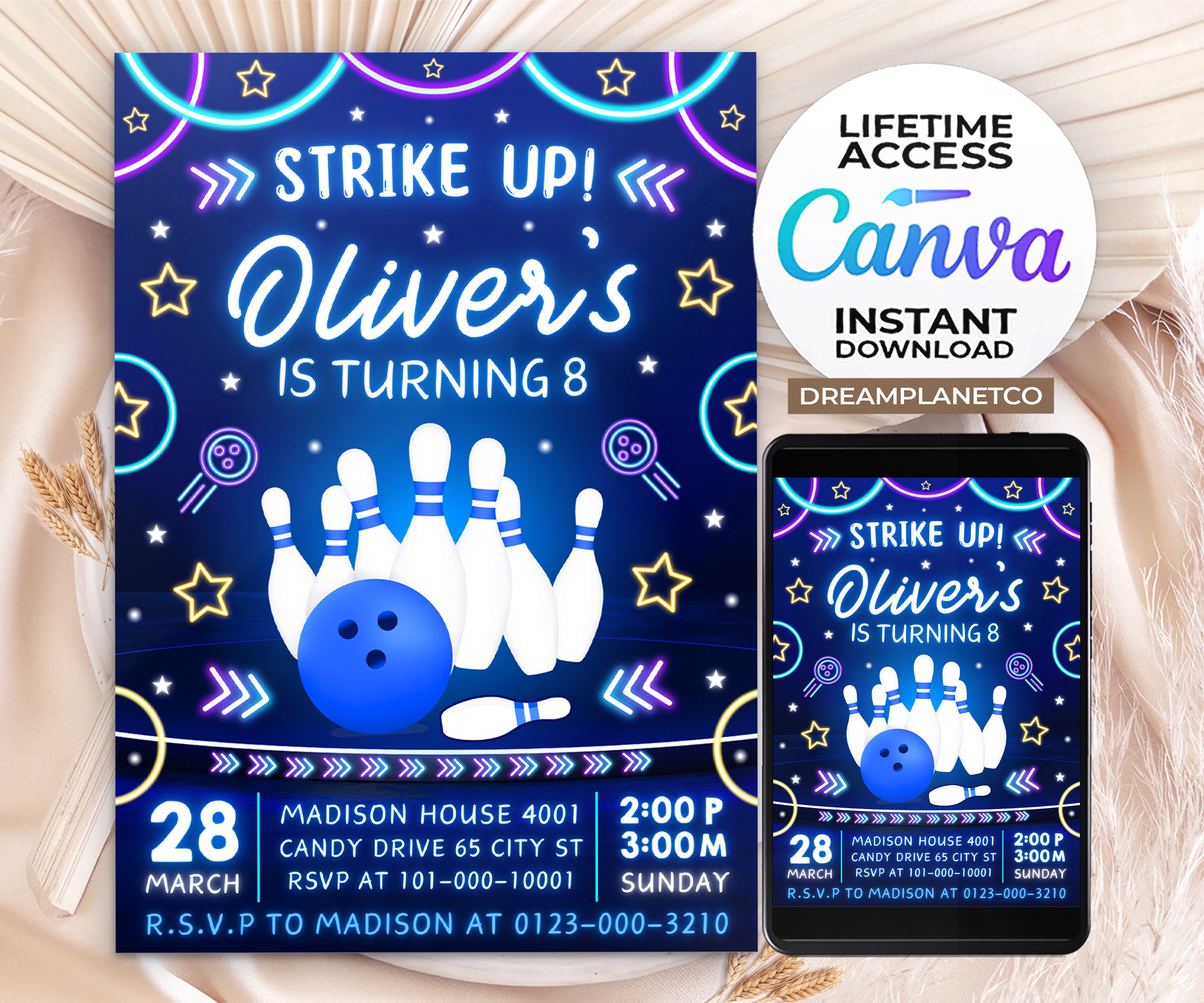 Editable Bowling Birthday Invitation Bowling Invitation Boy - Etsy