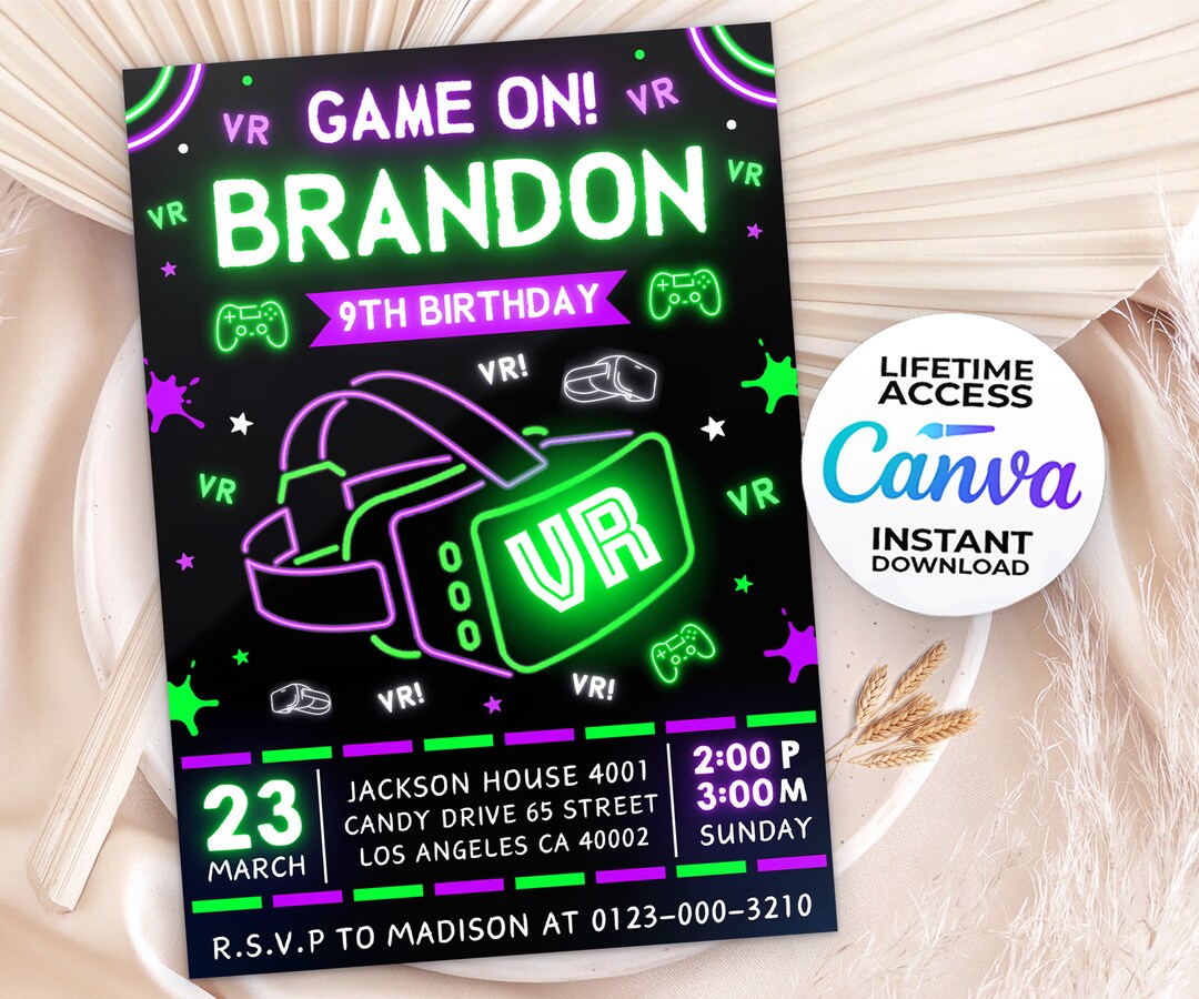 Editable Vr Birthday Invitation Vr Invitation Virtual Etsy