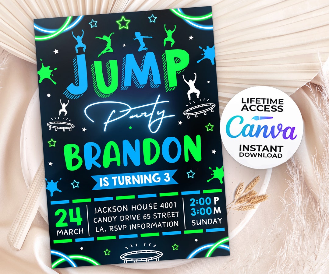 Editable Jump Birthday Invitation Jump Invitation Trampoline - Etsy