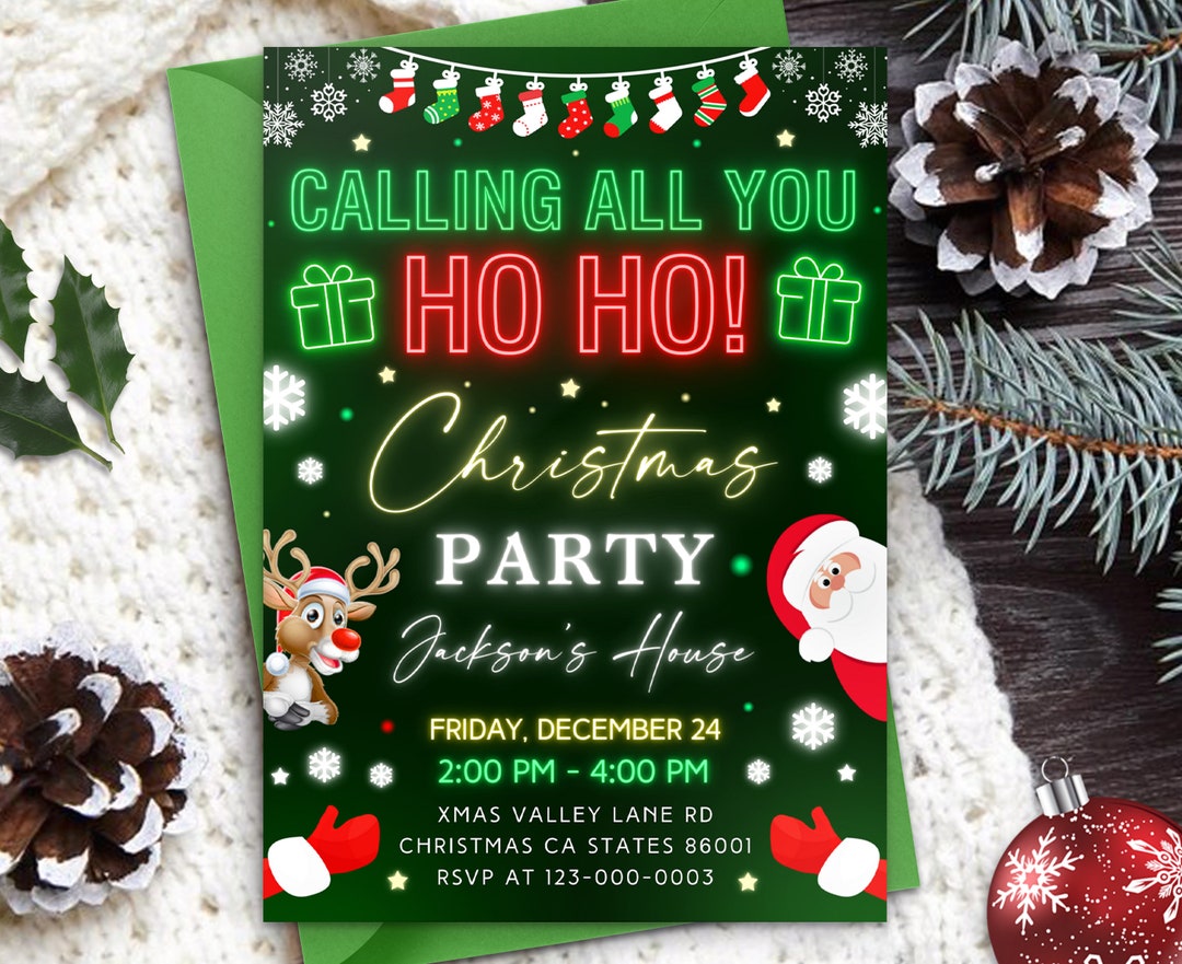 Funny Christmas Party Invitation, Kids Funny Christmas Invitation ...
