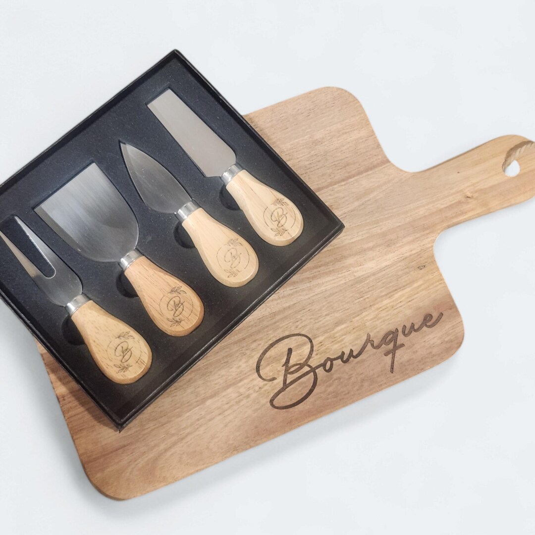 Custom Engraved Cheese Cutting Board and Knife Set for Events and ...