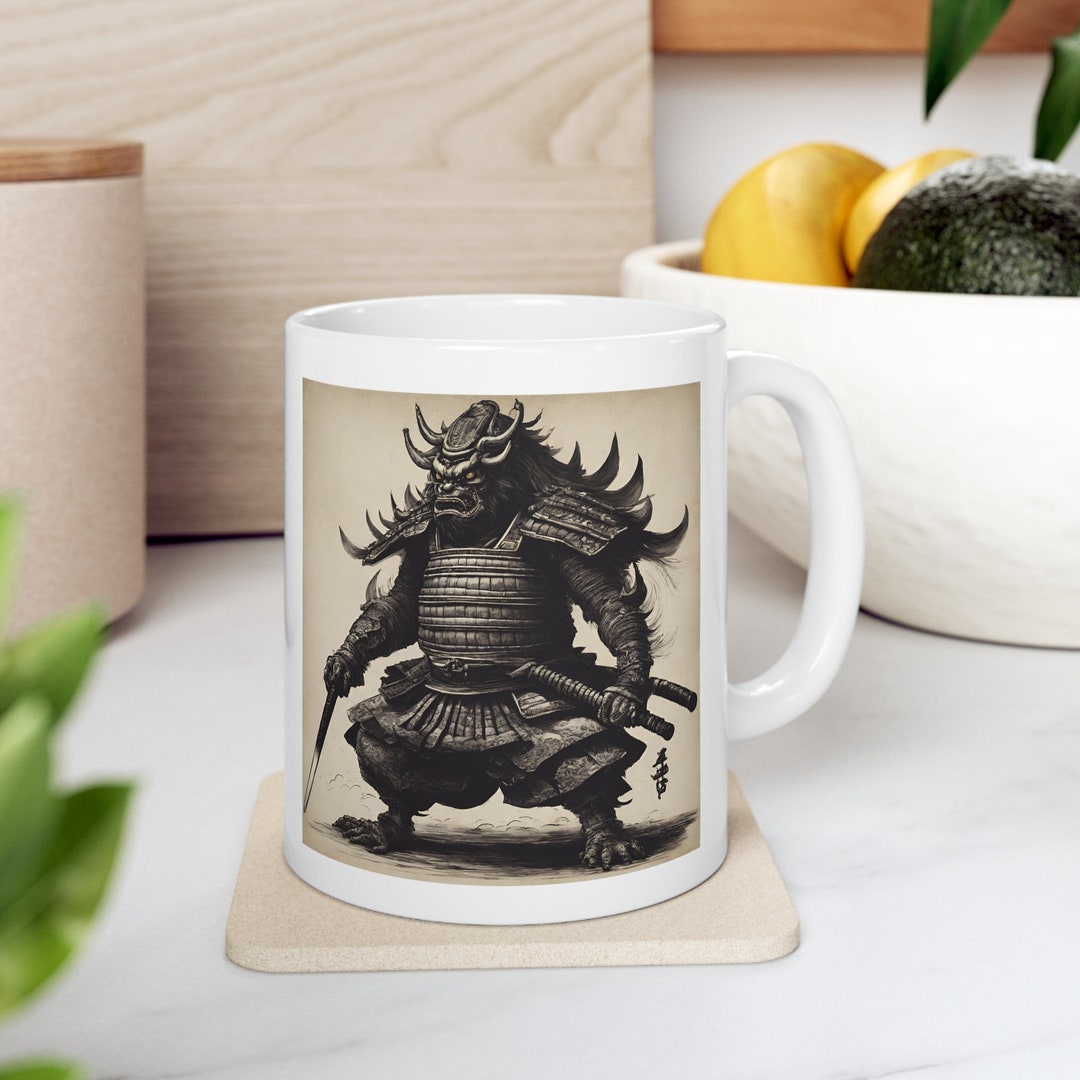Japanese Samurai Ceramic Coffee Mug Gift B - 11oz - Anime Graphic Gift ...