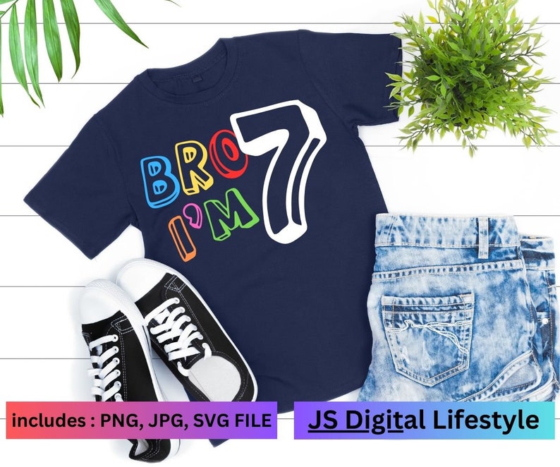 Bro I'm 7 Svg, 7 Years Old 5th Birthday SVG, PNG, JPG [ Digital ...