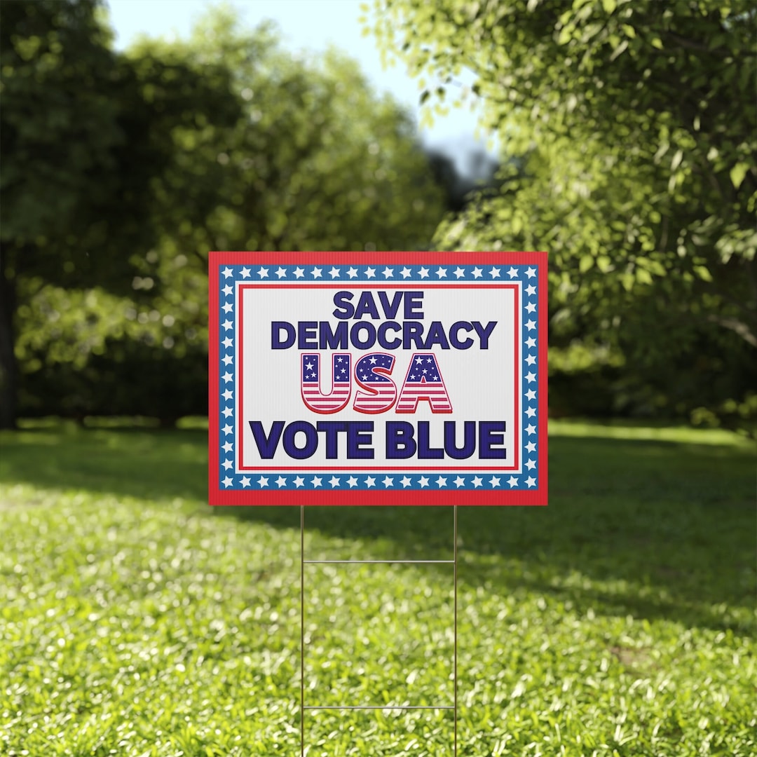 Project 2025 Save Democracy Yard Sign I Dissent Vote Blue Vote ...