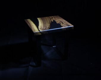 Live Edge Walnut and Epoxy End Table Black Walnut End Table With Black Epoxy Unique Wood Table ...