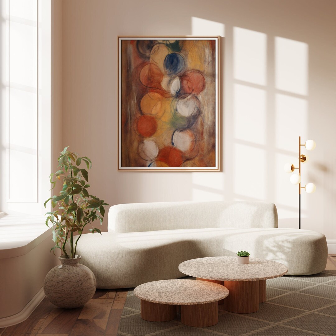 Modern Abstract Painting, Bubbles, Elegant Printable Neutral Artwork ...