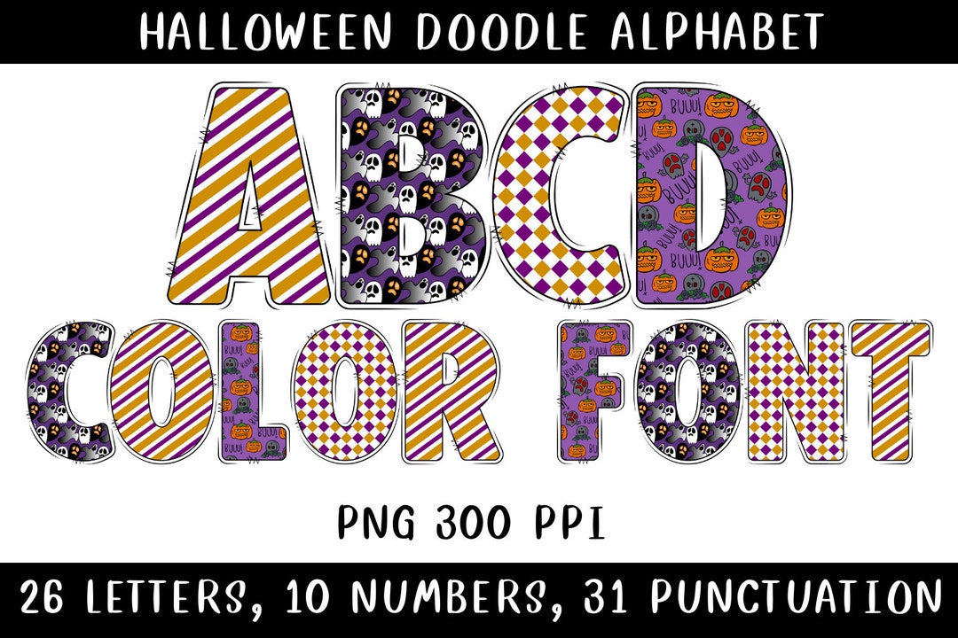 Halloween Doodle Alphabet - Etsy