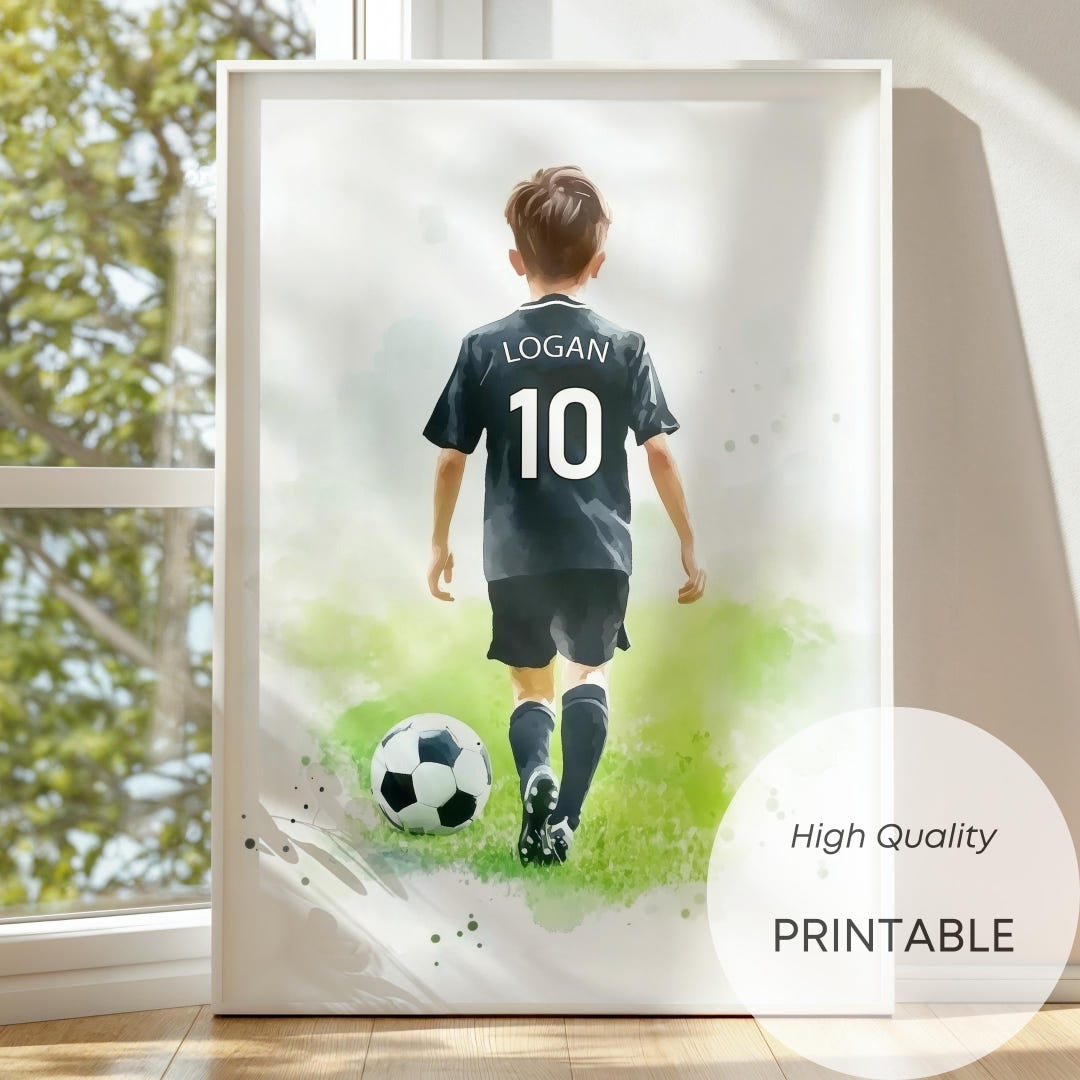 Personalized Football Print: Boys Bedroom Decor, Soccer Gift (digital ...