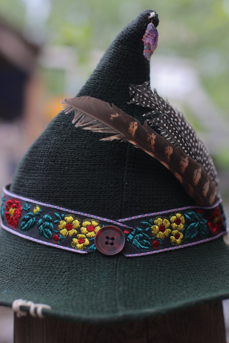 Mystical Alps! Handcrafted Witch/wizard Hat With Floral Embroidery and ...