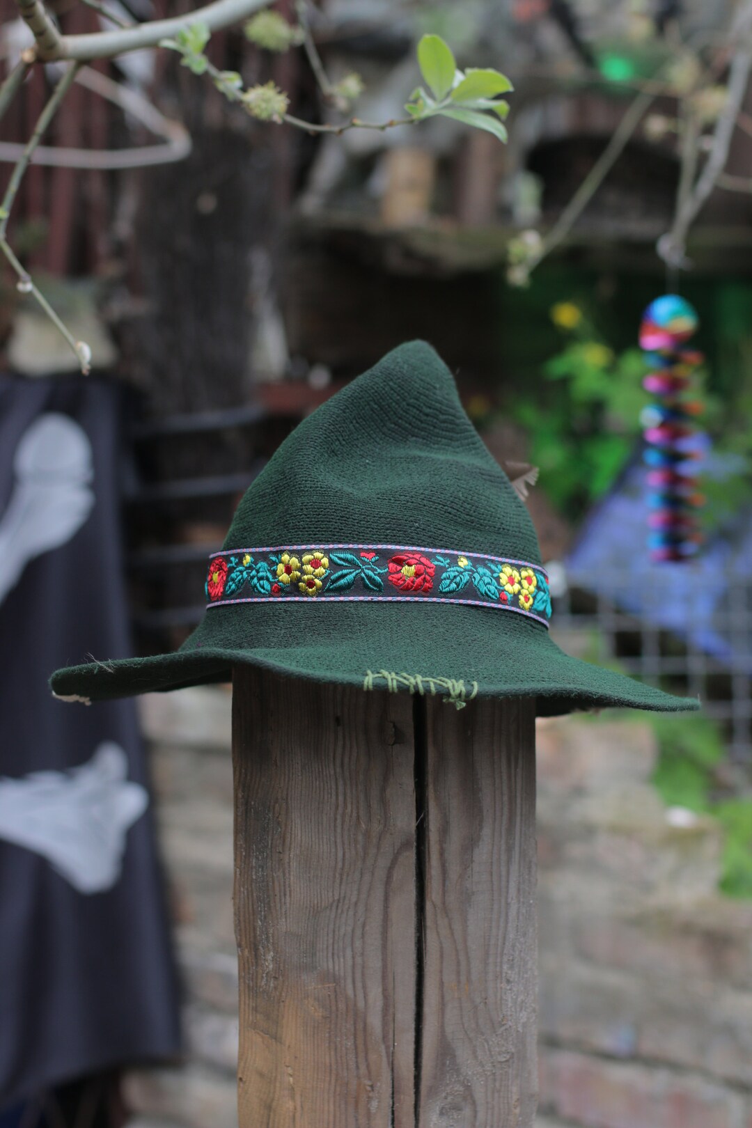 Mystical Alps! Handcrafted Witch/wizard Hat With Floral Embroidery and ...