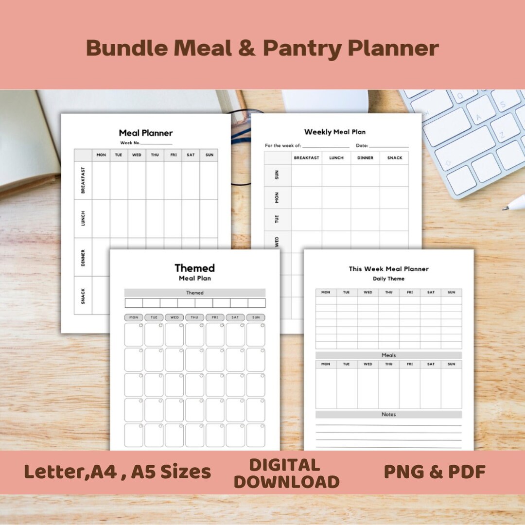 Meal Planner Bundle,pantry Planner,calorie Tracker, Menu Planner,make ...