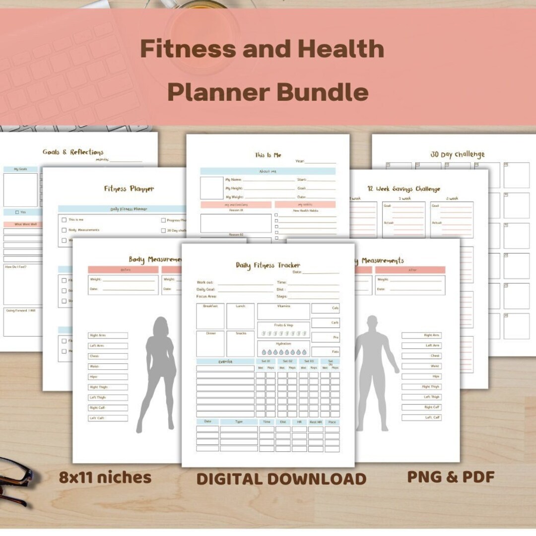 Fitness Planner Bundle,weight Tracker,fitness Challenge,health and ...