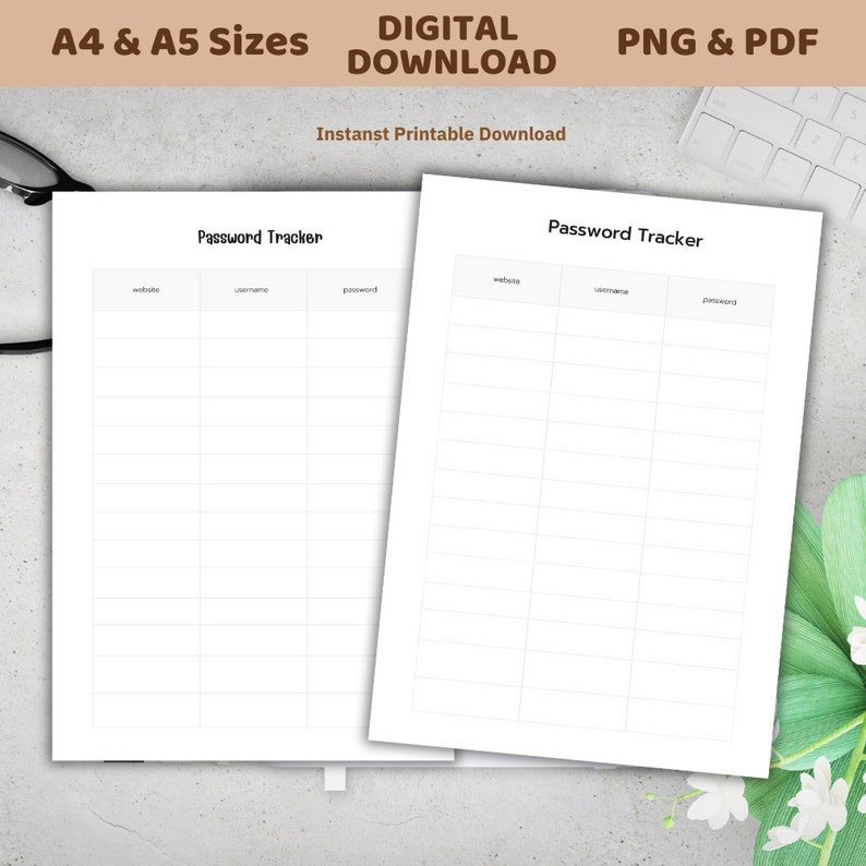 Password Tracker Printable & Fillable,password Keeper, Password ...