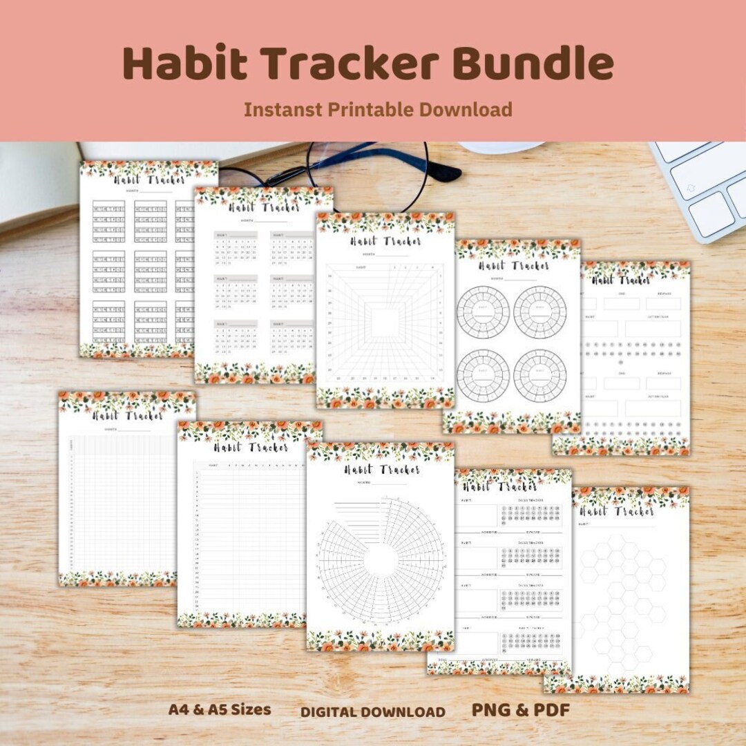 Habit Tracker Bundle,circle Habit Tracker, Printable Monthly Habit ...