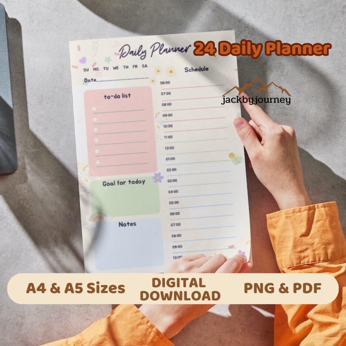 24 Hour Planner,24 Hour Daily Planner Printable,daily Planner Printable ...