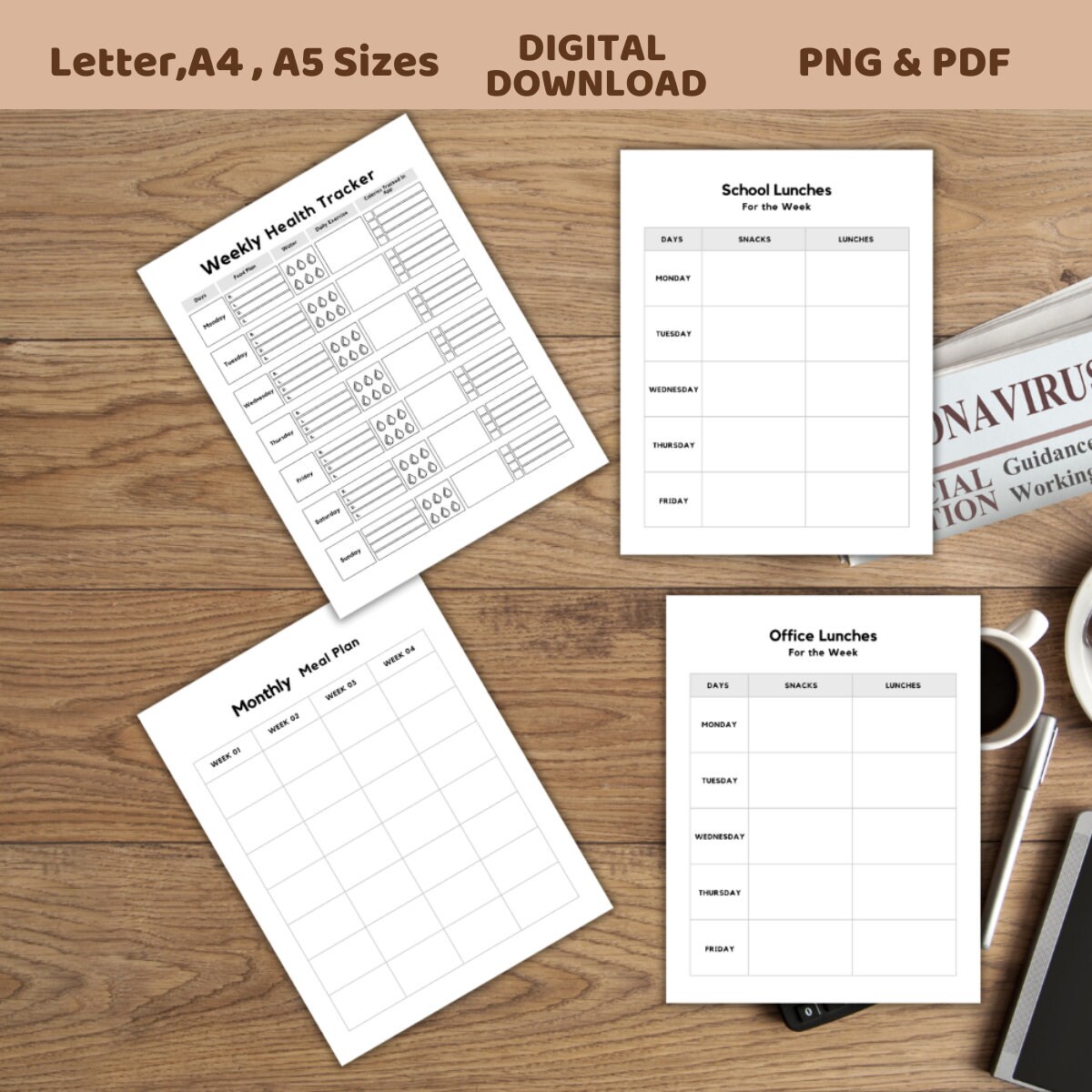 Meal Planner Bundle,pantry Planner,calorie Tracker, Menu Planner,make ...
