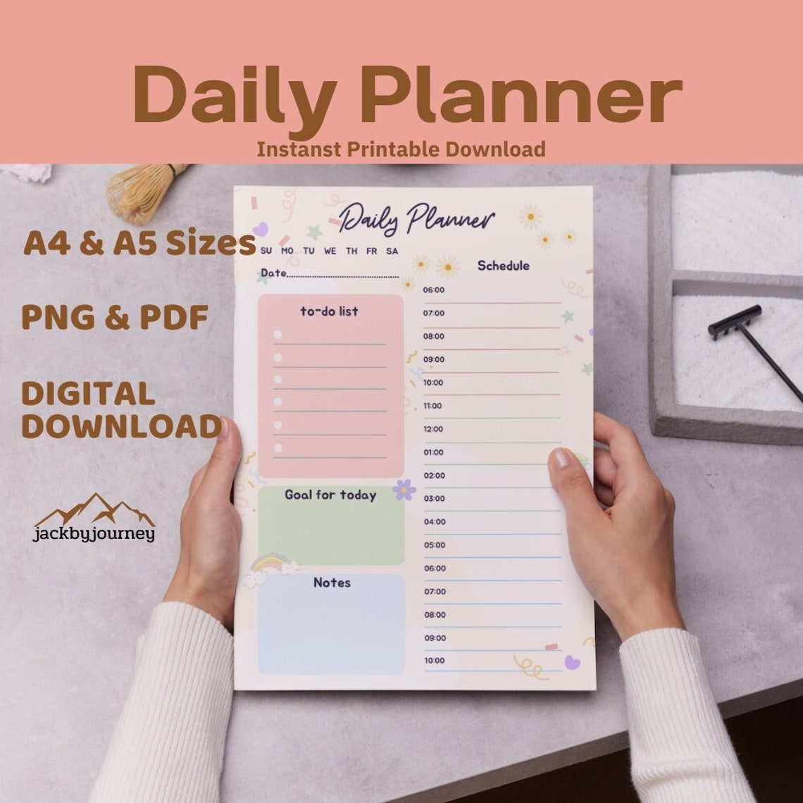 24 Hour Planner,24 Hour Daily Planner Printable,daily Planner Printable ...