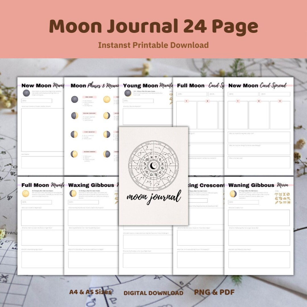 Moon Journal 2024,moon Planner,premade Planner, Moon Calendar 2024,witchy Planner,astrology ...