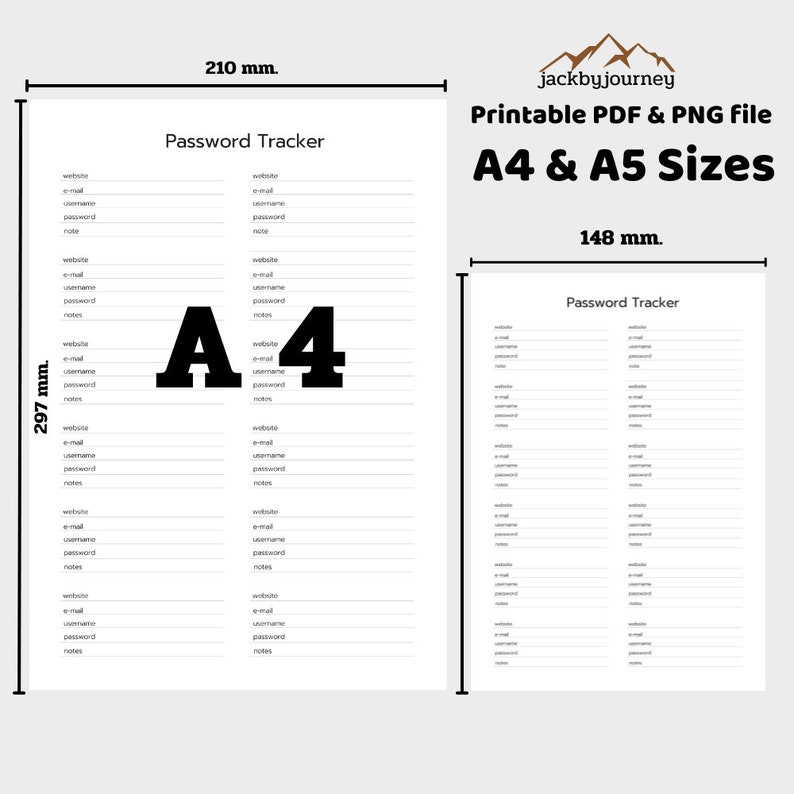 Password Tracker Printable & Fillable,password Keeper, Password ...
