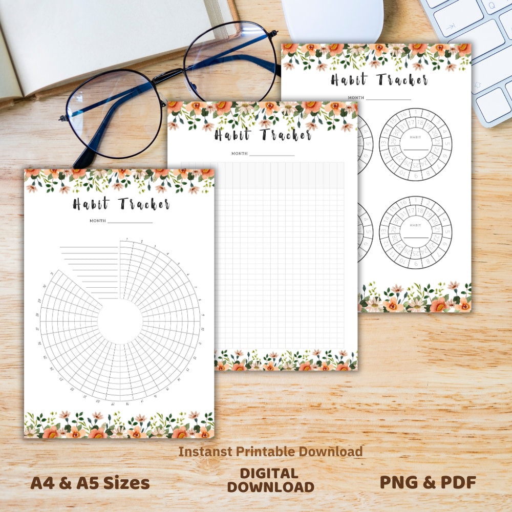 Habit Tracker Bundle,circle Habit Tracker, Printable Monthly Habit ...
