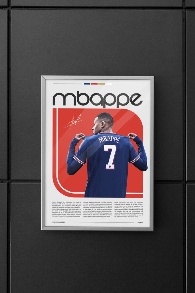 Kylian Mbappe Wall Art Print Digital Download, Football Poster, Modern ...