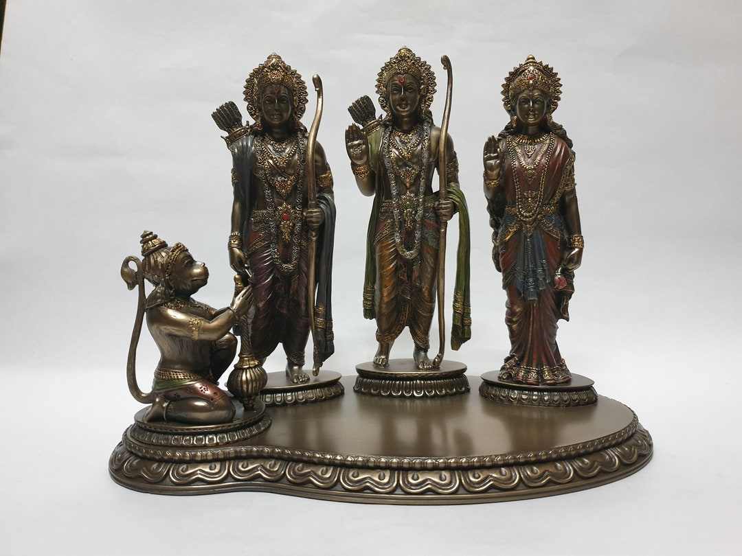 Bronze Ram Darbar Statue - Hindu Deity Lord Rama With Sita, Lakshmana ...