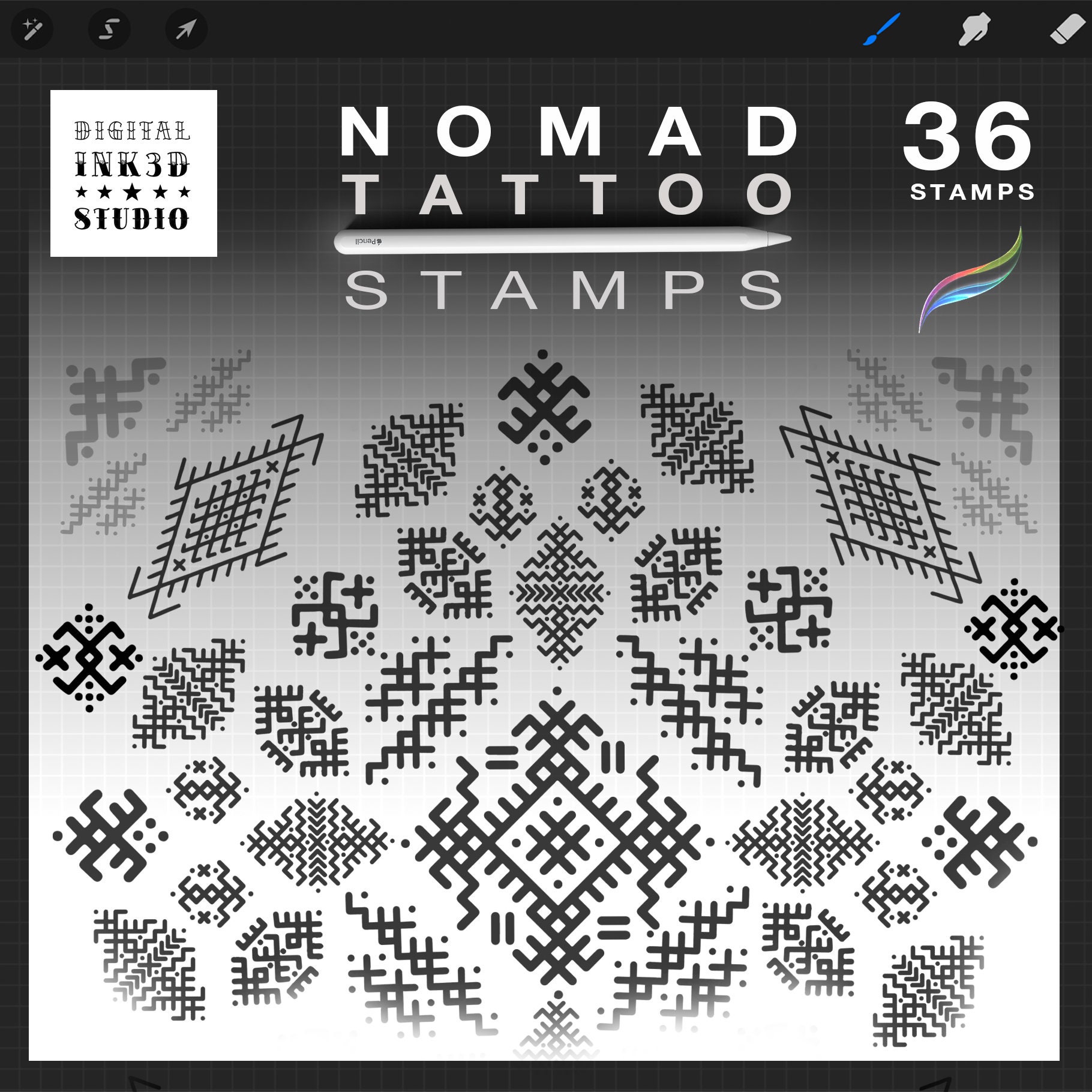 Procreate Brushes, Nomad Tattoo, Procreate Stamps - Etsy