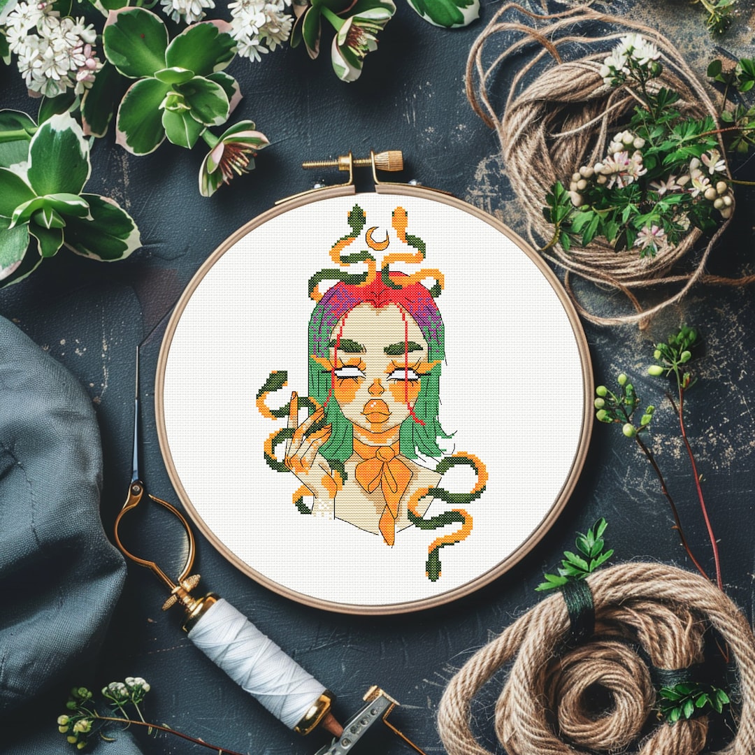 Cross Stitch Pattern Medusa, Instant Download, PDF Scheme, Easy Cross ...